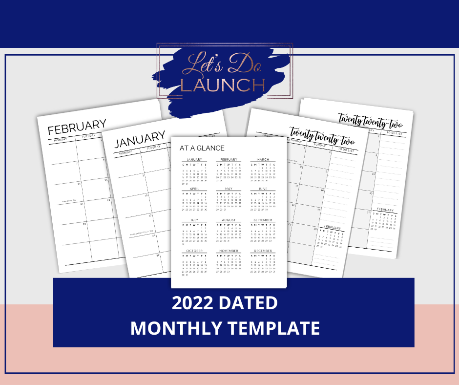 2022 Editable Dated Monthly Template