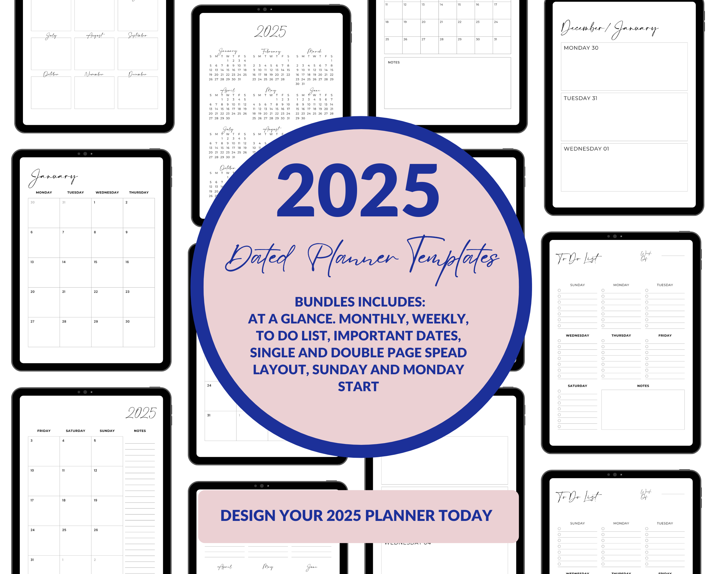 2025 Dated Planner Template Bundle